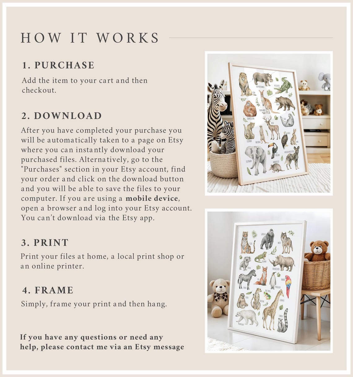 Animal Posters Printable Animal Wall Art, Animal Species Nursery Art ...