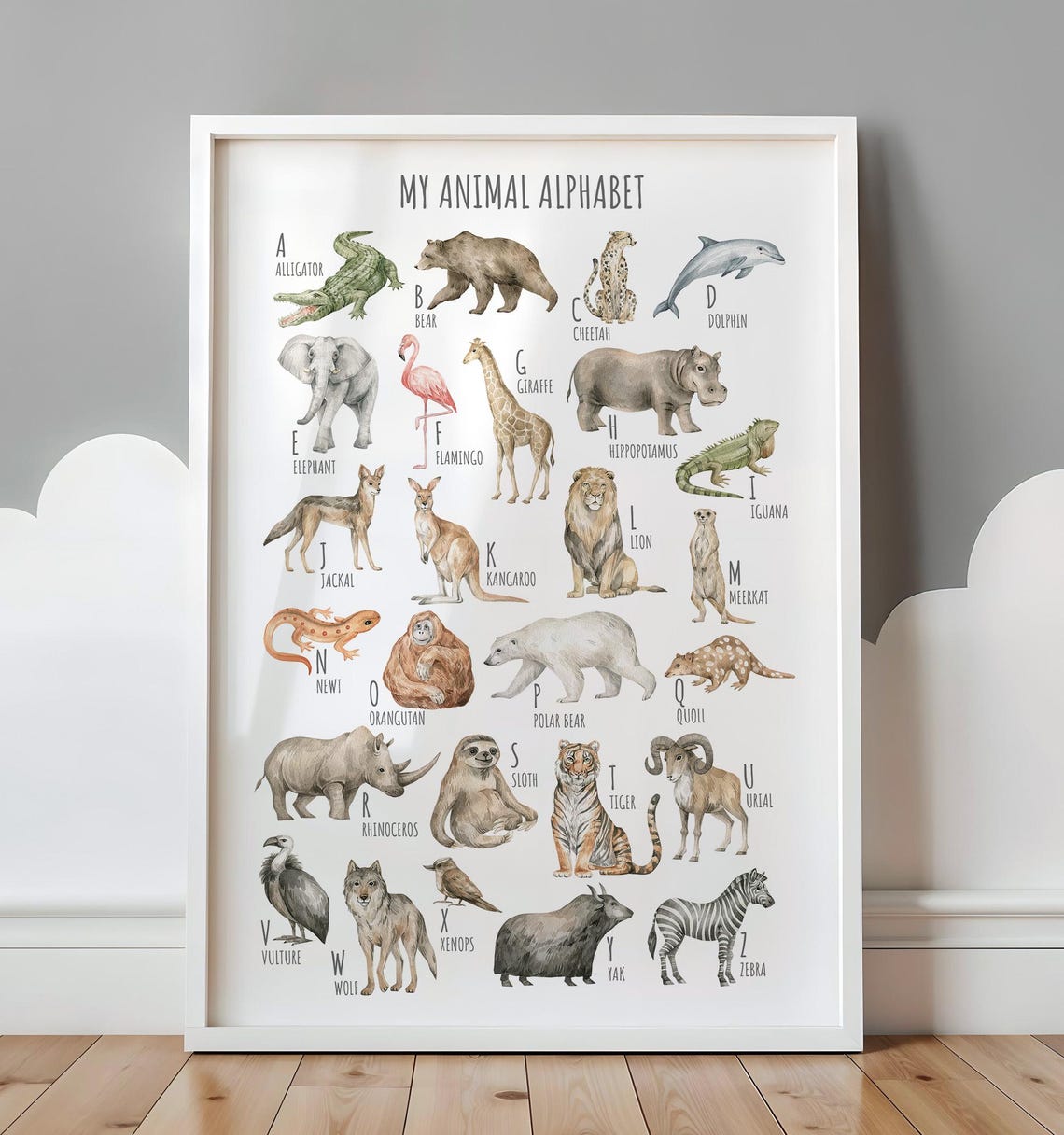 Animal Alphabet Poster, Printable Animal Alphabet Wall Art, Animal A ...