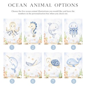 Sea Animals Nursery Wall Art Boy, Printable Ocean Animals Room Decor ...