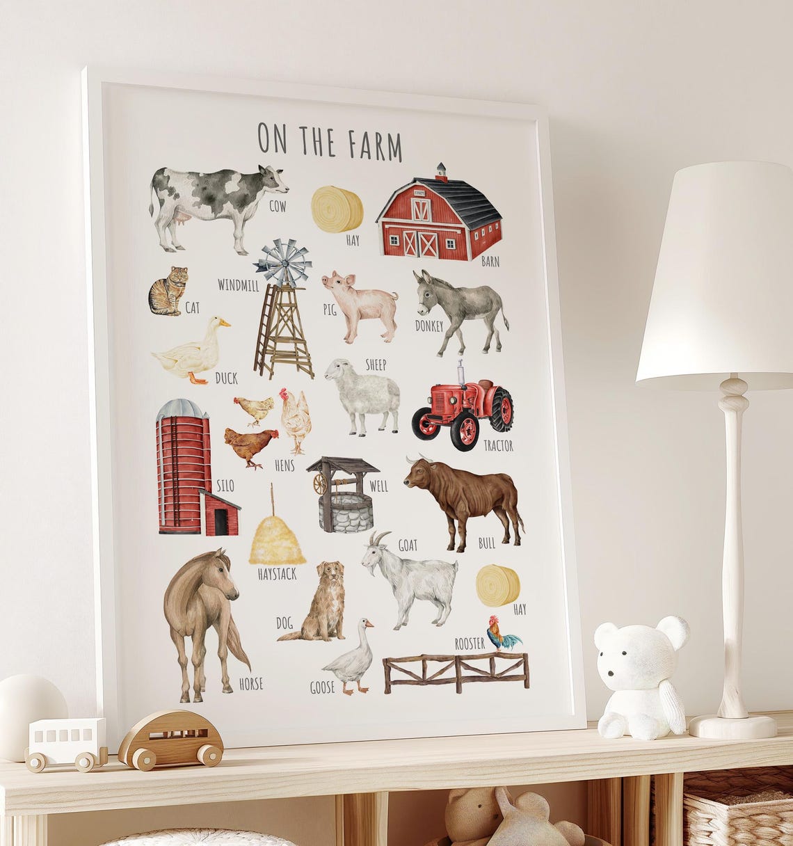 Farm Animals Wall Art, Printable Farm Poster, Farmyard Boy's Room Decor ...