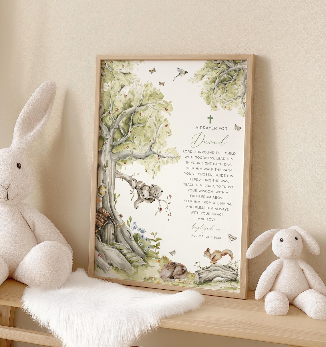 Woodland Animals Baptism Gift Boy, Christening Prayer Sign, Printable ...