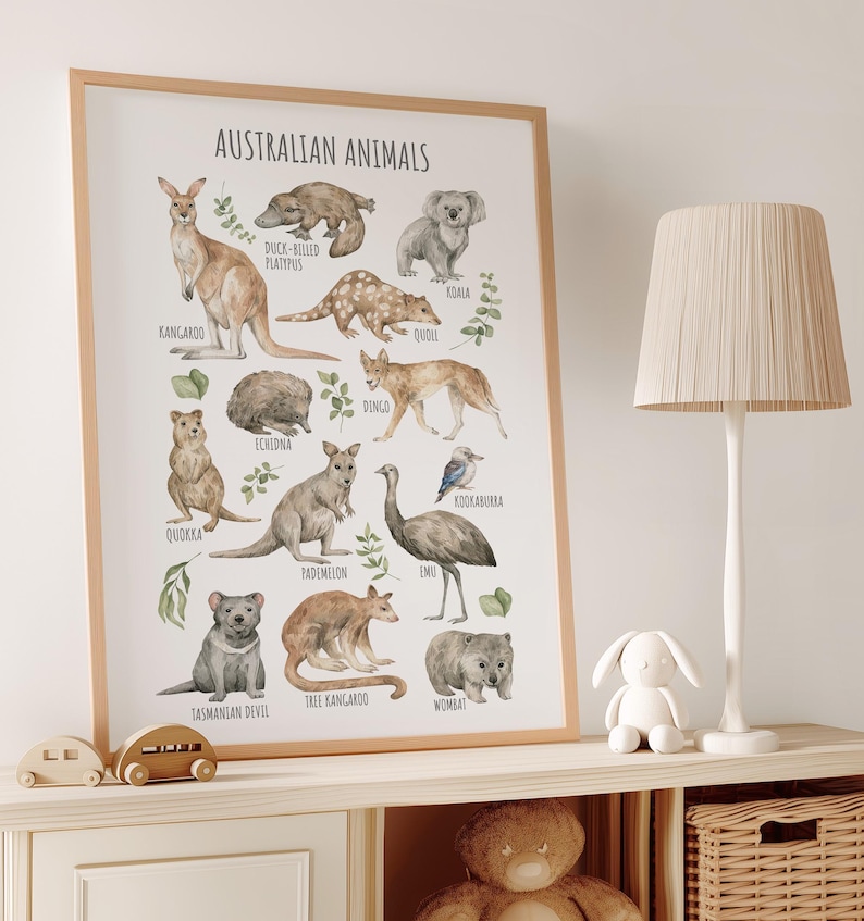 Printable Australian Animals Wall Art Animals in Australia Poster, Boy ...