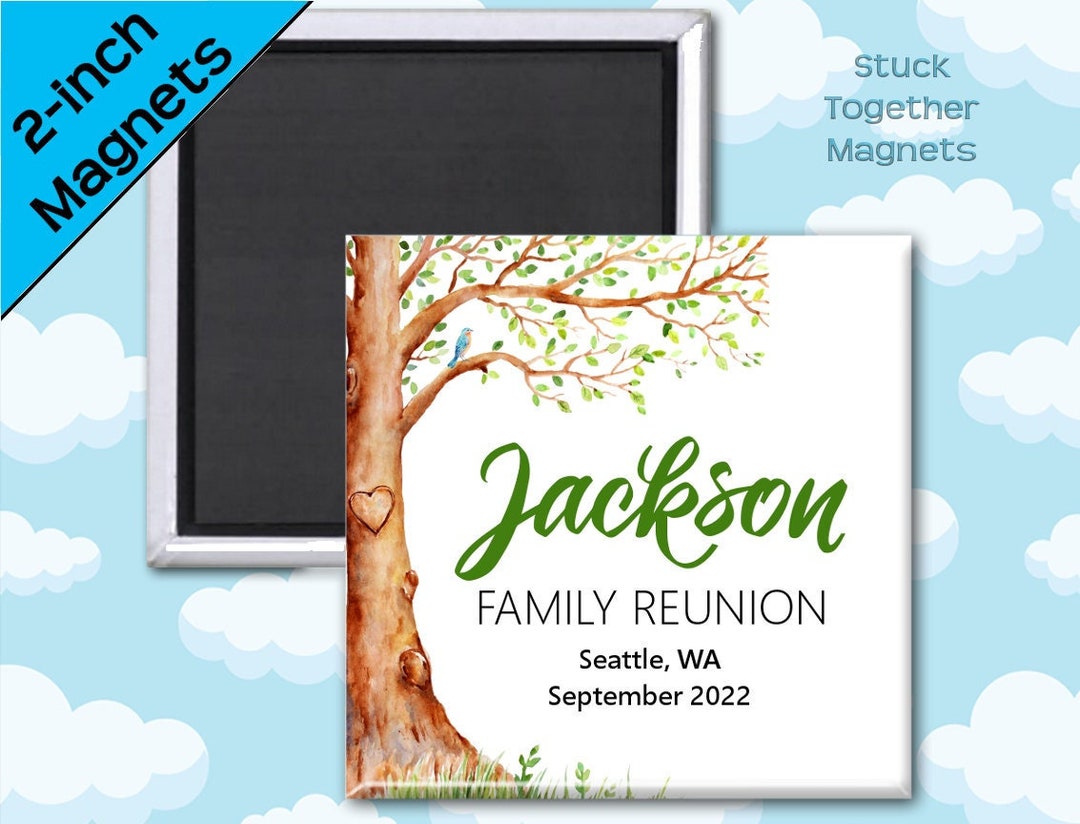 Family Reunion Magnet Favors - 2 Inch Square Magnets - Family Tree ...