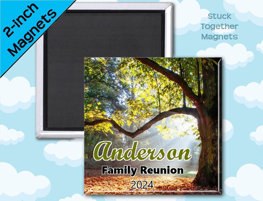 Oak Tree Photo - Family Reunion Magnet Favors - 2 Inch Square Magnets ...