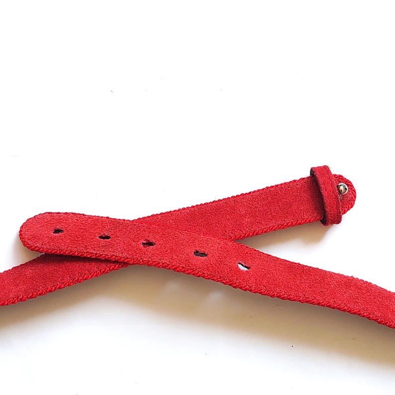 Vintage Dirndl Trachten Red Suede Leather Belt Heart Shape With Leaves ...