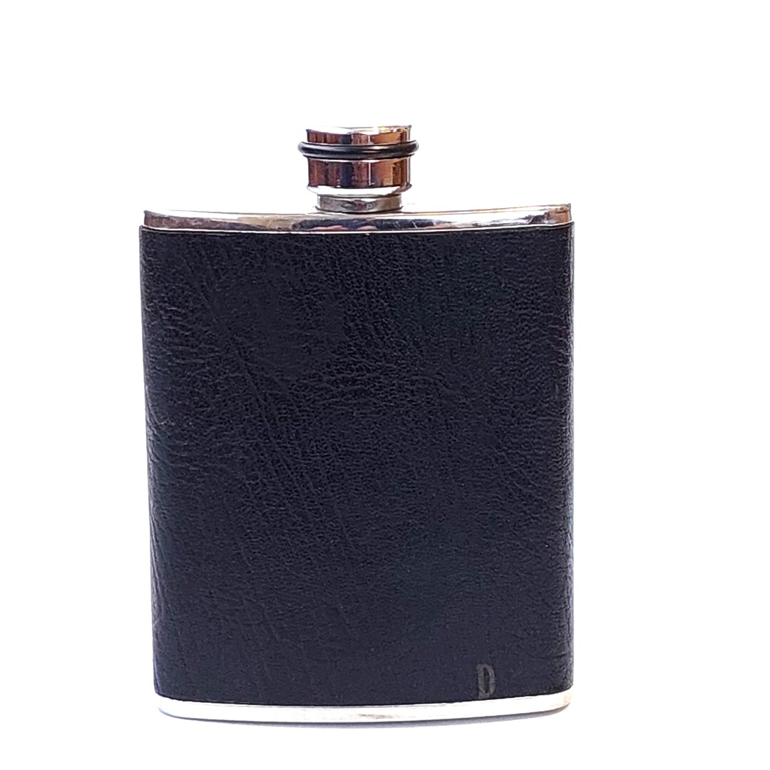 Vintage Goatskin Leather Hip Flask 6oz Made in England Stainless Steel ...