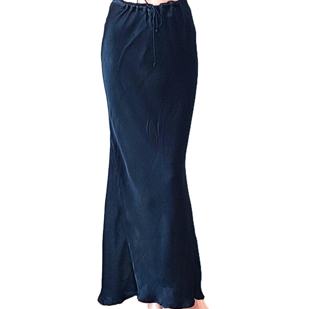 Y2K Black Maxi Skirt: Vintage Bik Bok Drawstring Mermaid Column Skirt ...