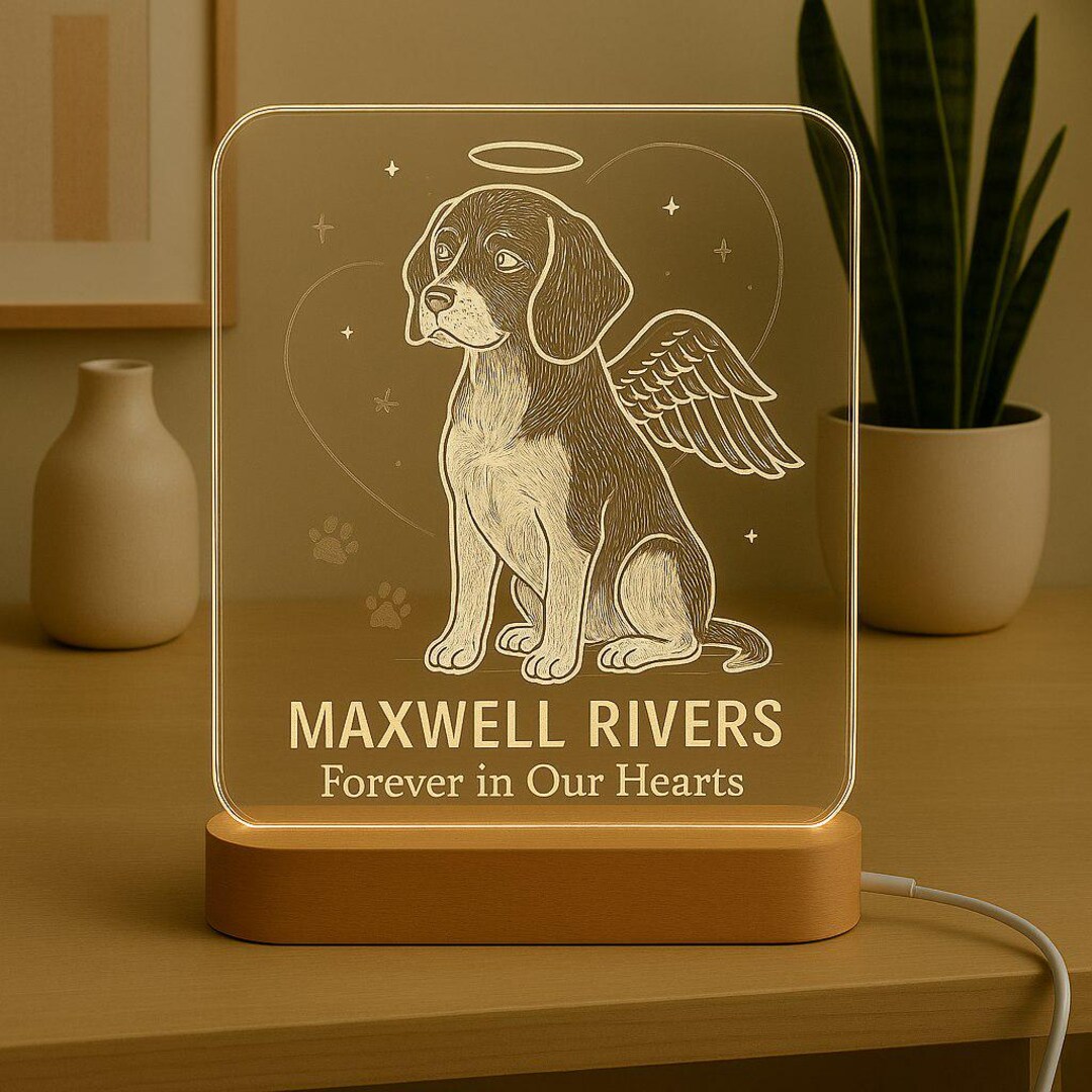 Beagle Memorial Custom Night Light – Personalized Dog Loss Gift With ...