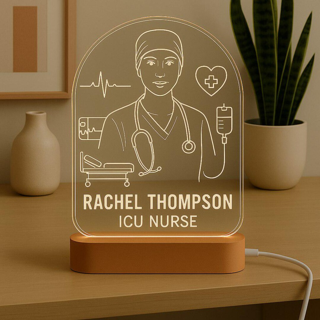 ICU Nurse Custom Night Light Personalized LED Gift With Engraved ...