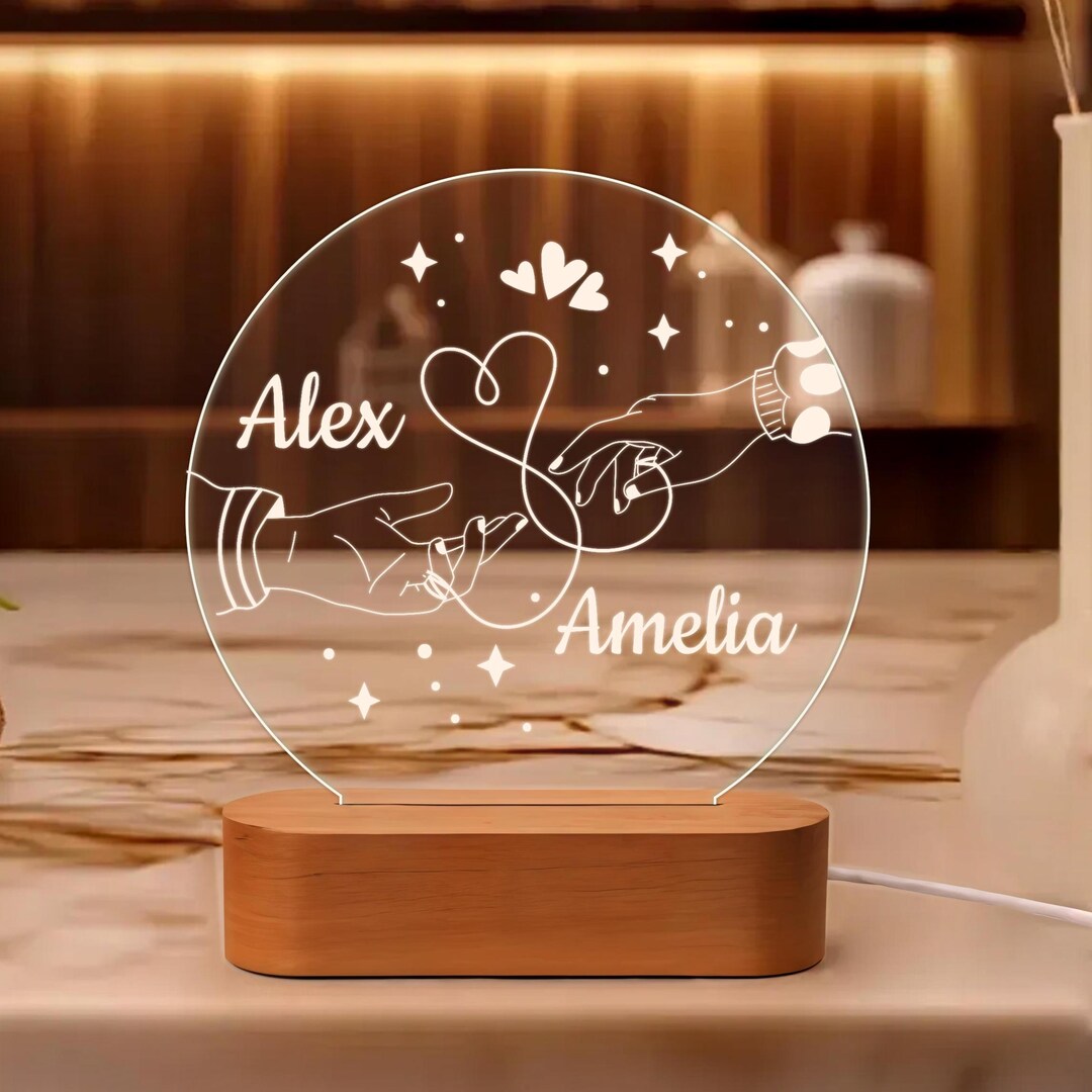 Anniversary Love Night Light, Personalized Heart Design, Custom ...