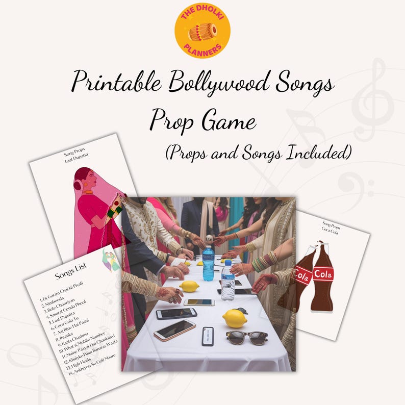 Grab the Prop! Printable Bollywood Song Game – With Playlist | Mehndi ...