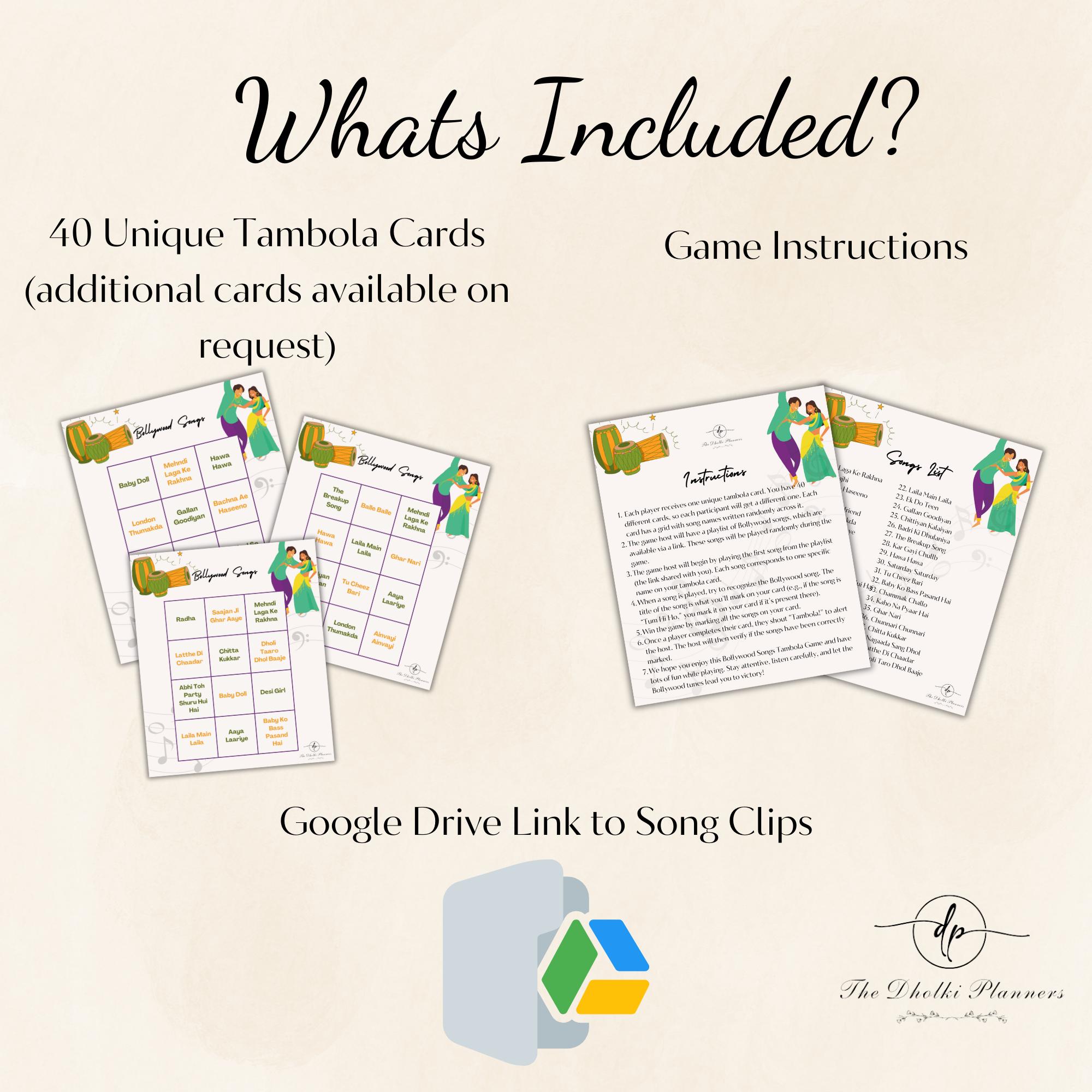 Bollywood Songs Bingo Tambola | Mehndi & Dholki Game | Indian Pakistani ...