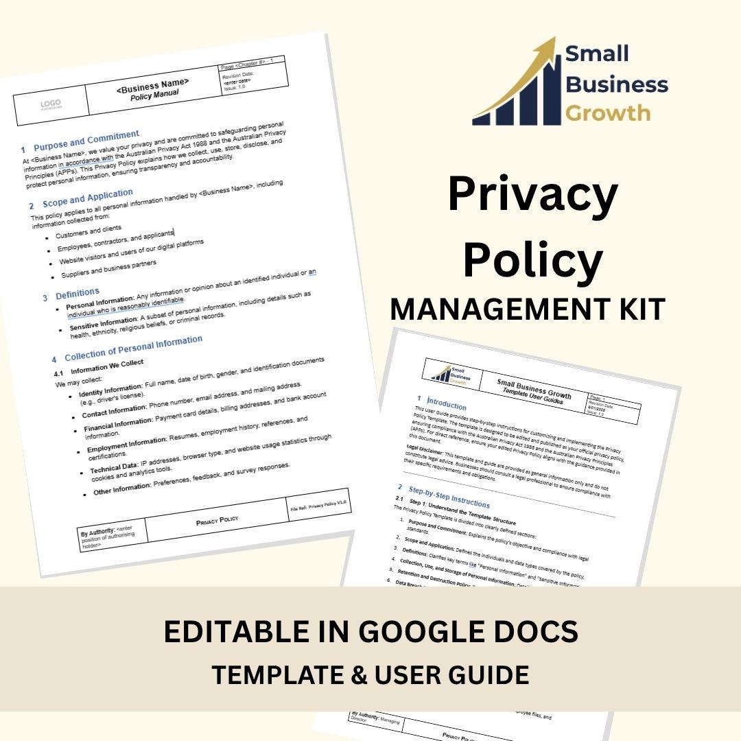 Editable Privacy Policy Template | Small Business Compliance Kit ...