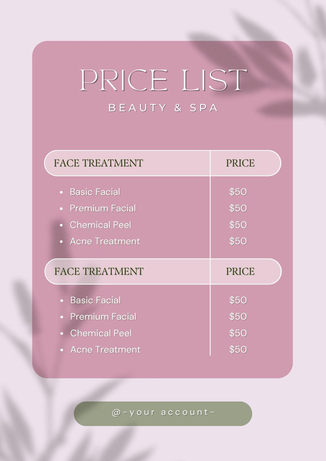 Price List Template Flyer (instagram Post, Facebook Post, Social Media ...
