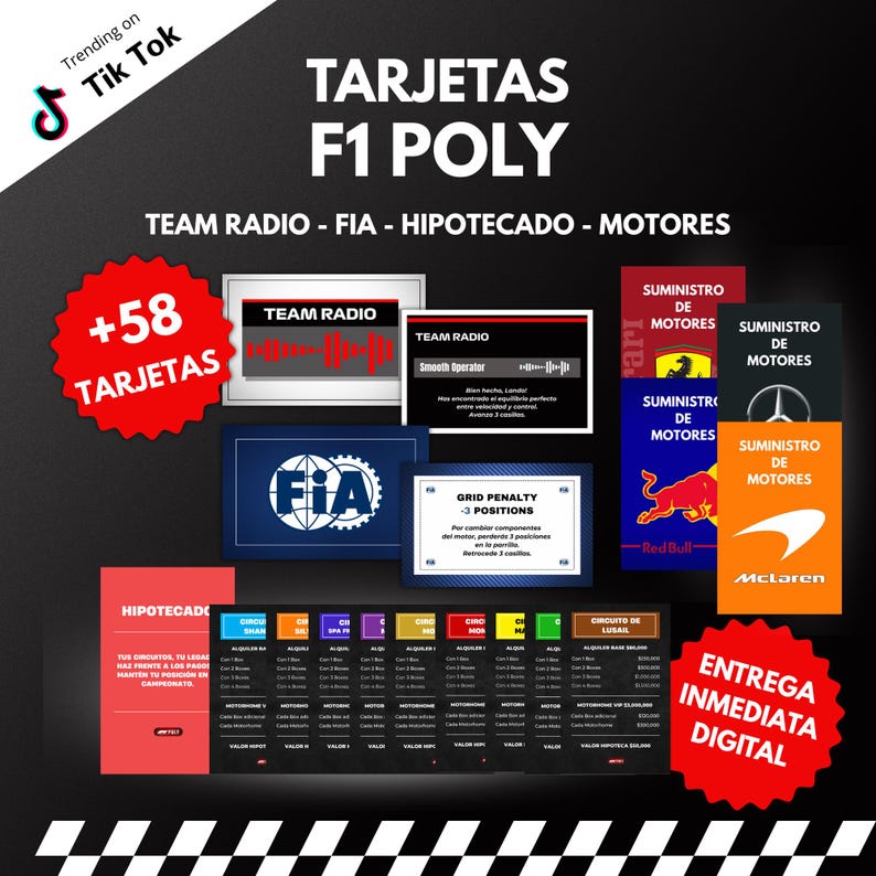 F1 Monopoly Cards Pack | Printable Formula 1 Game Cards | Team Radio ...