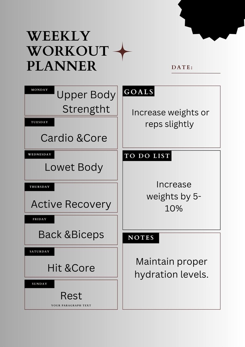 Weekly Fitness Planner Printable, Workout Planner, Vitamin Intake ...