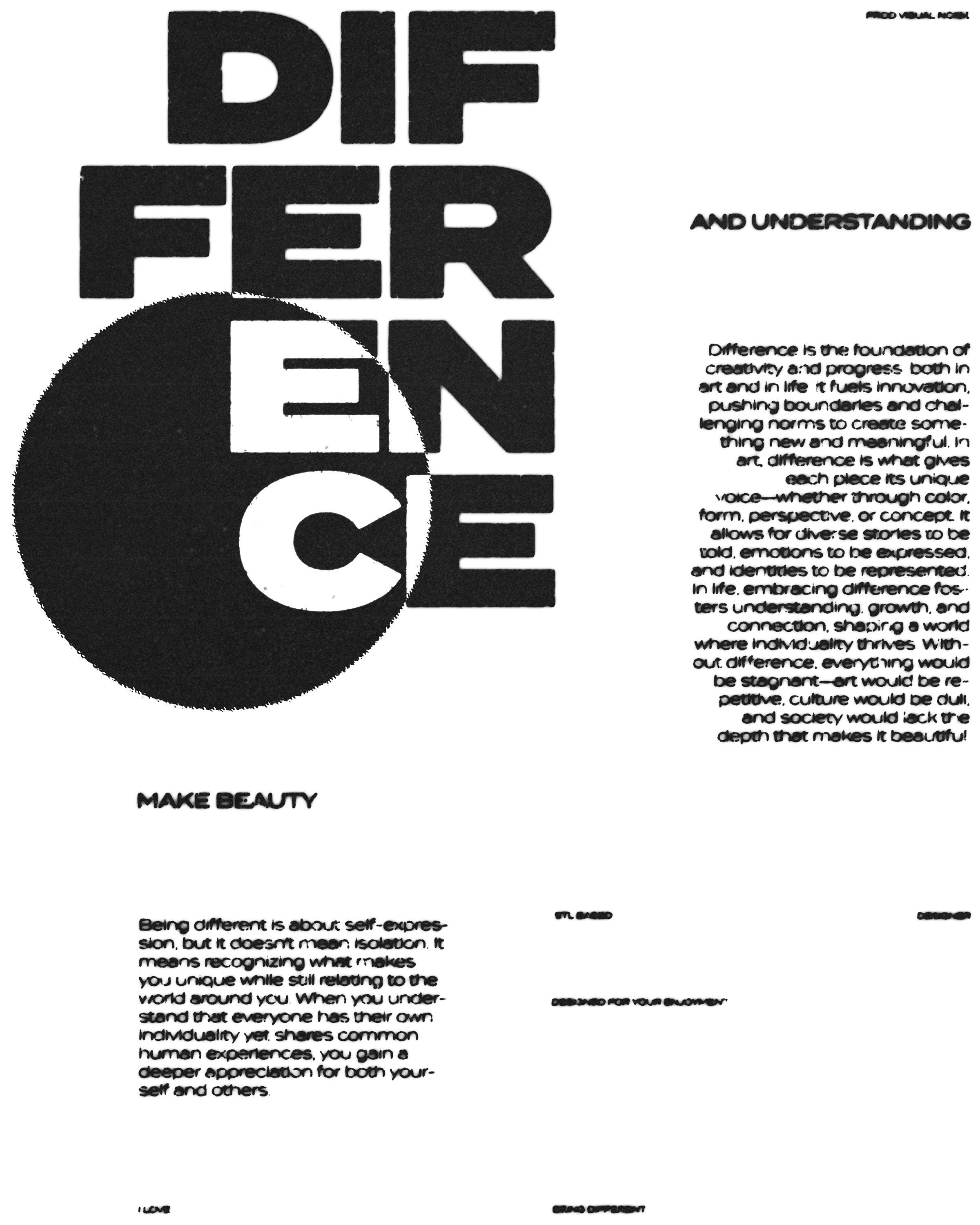 Difference, Typography Focused Poster Design, Black and White ...