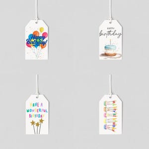 Printable Birthday Gift Tags | Digital Download | 4 Design Bundle Pack ...