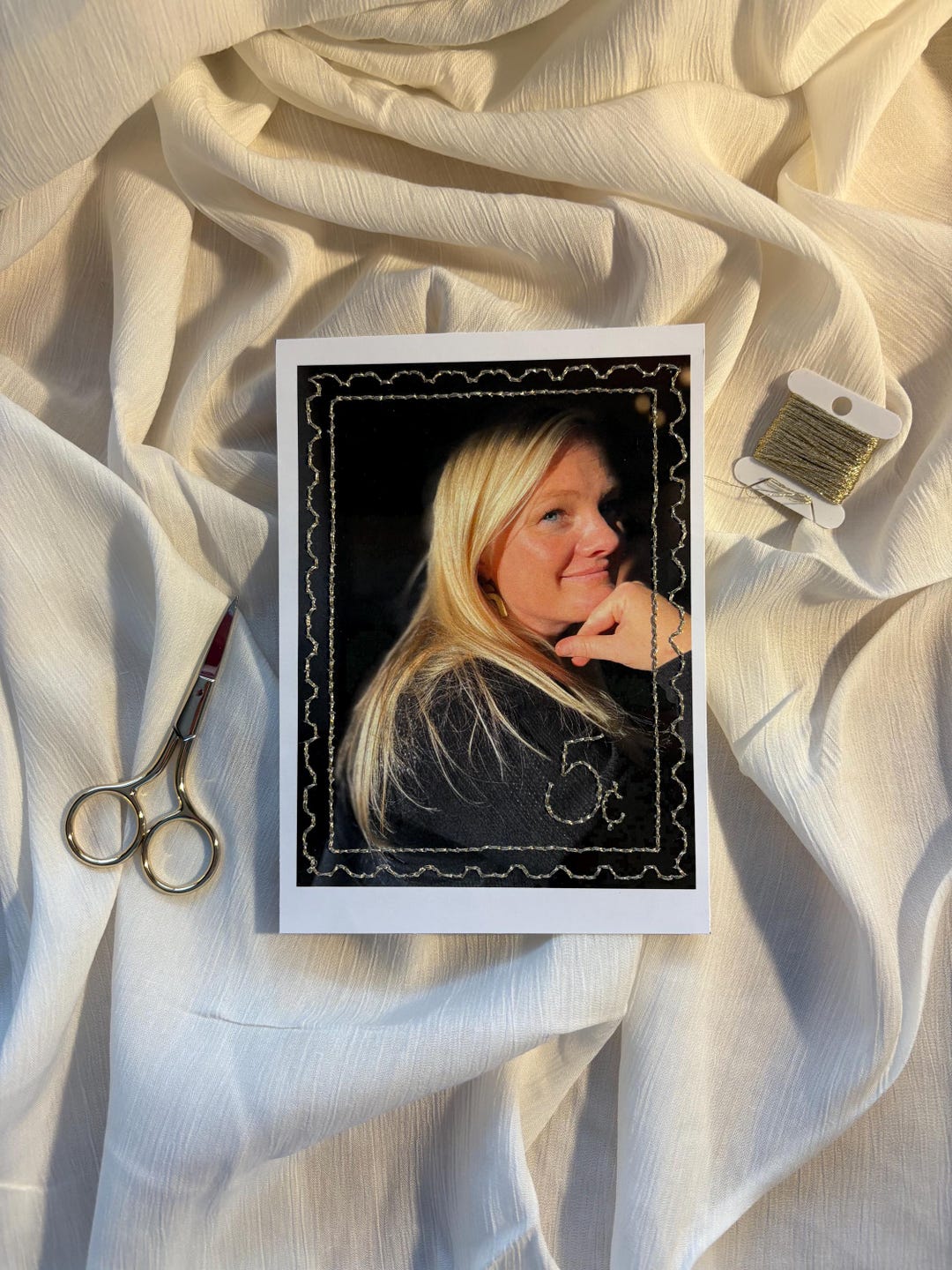 Custom Embroidered Photograph Stamp Vintage Metallic - Etsy