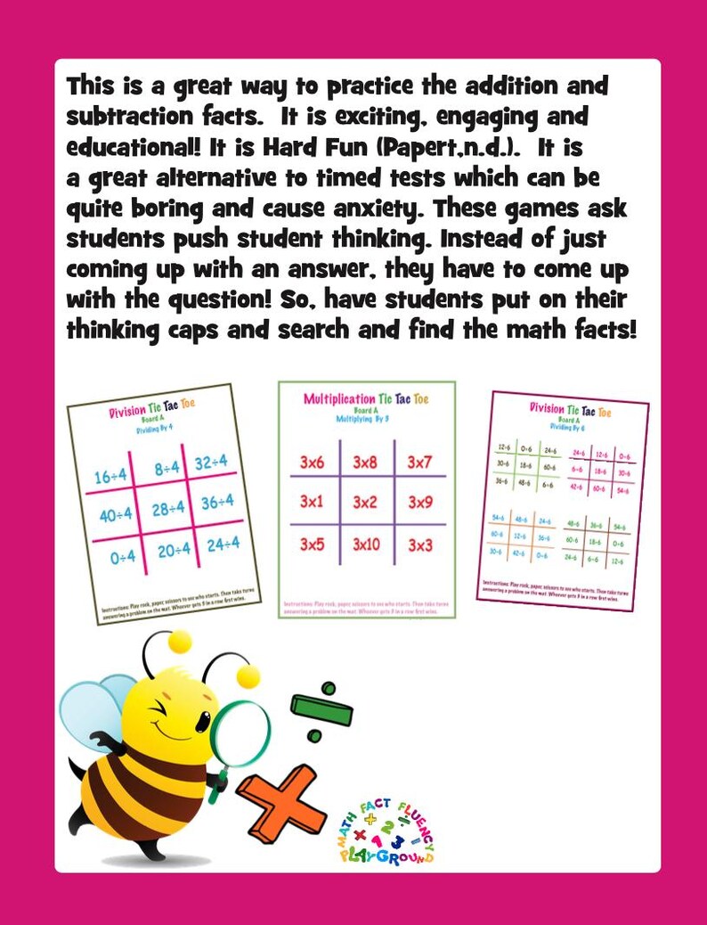 Multiplication & Division Tic-tac-toe - Etsy