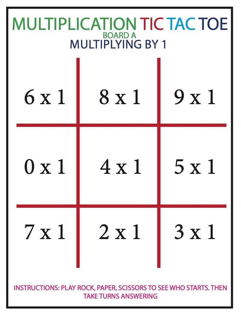 Multiplication & Division Tic-tac-toe - Etsy