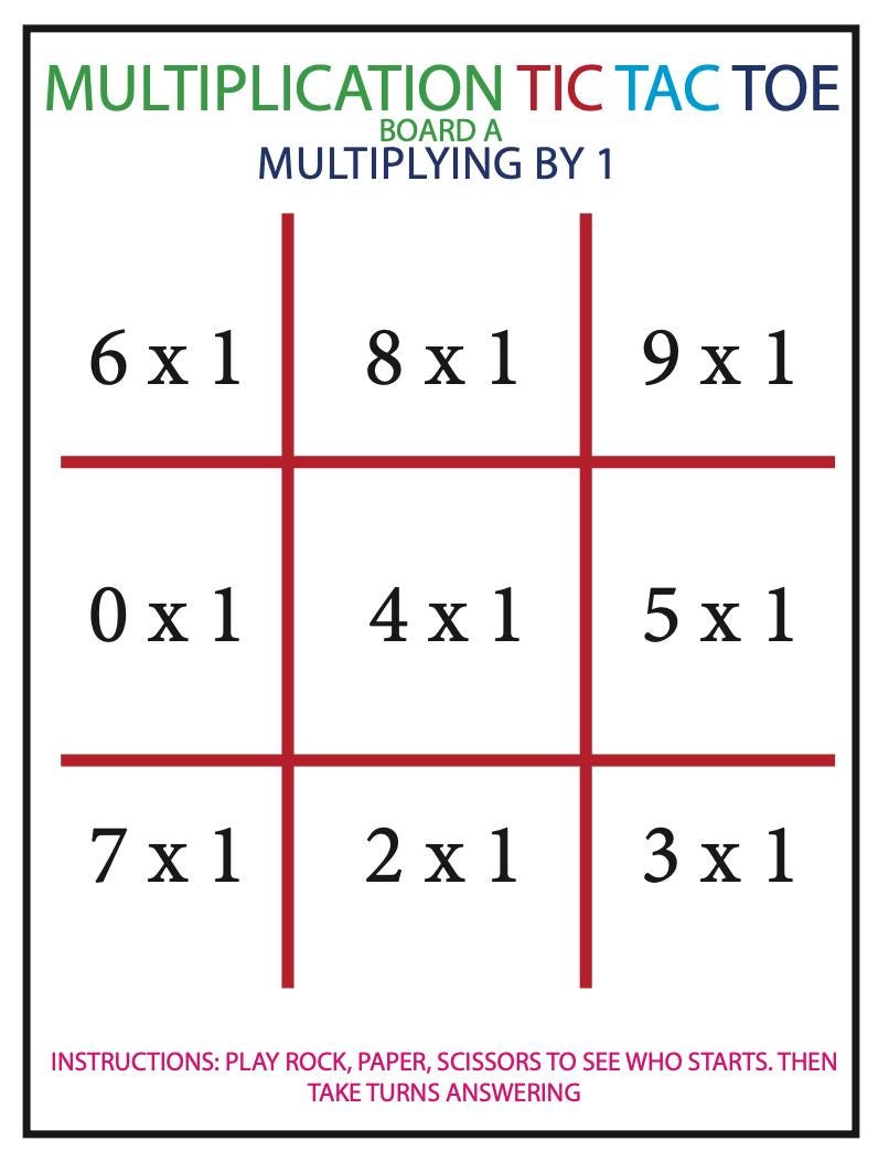 Multiplication & Division Tic-tac-toe - Etsy
