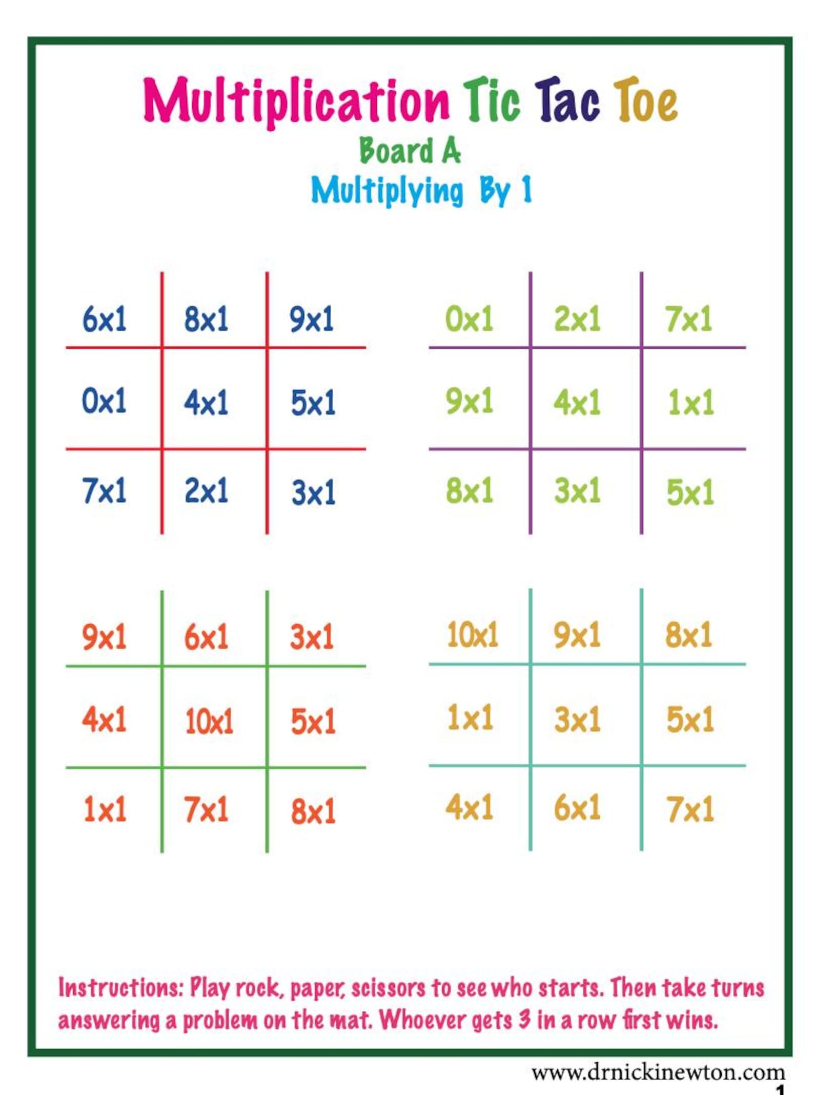 Multiplication & Division Tic-tac-toe - Etsy