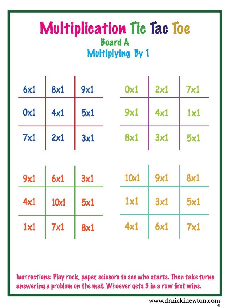 Multiplication & Division Tic-tac-toe - Etsy