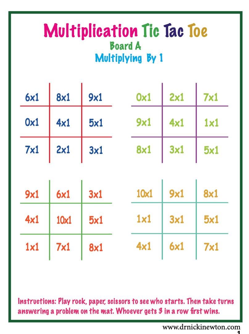 Multiplication & Division Tic-tac-toe - Etsy