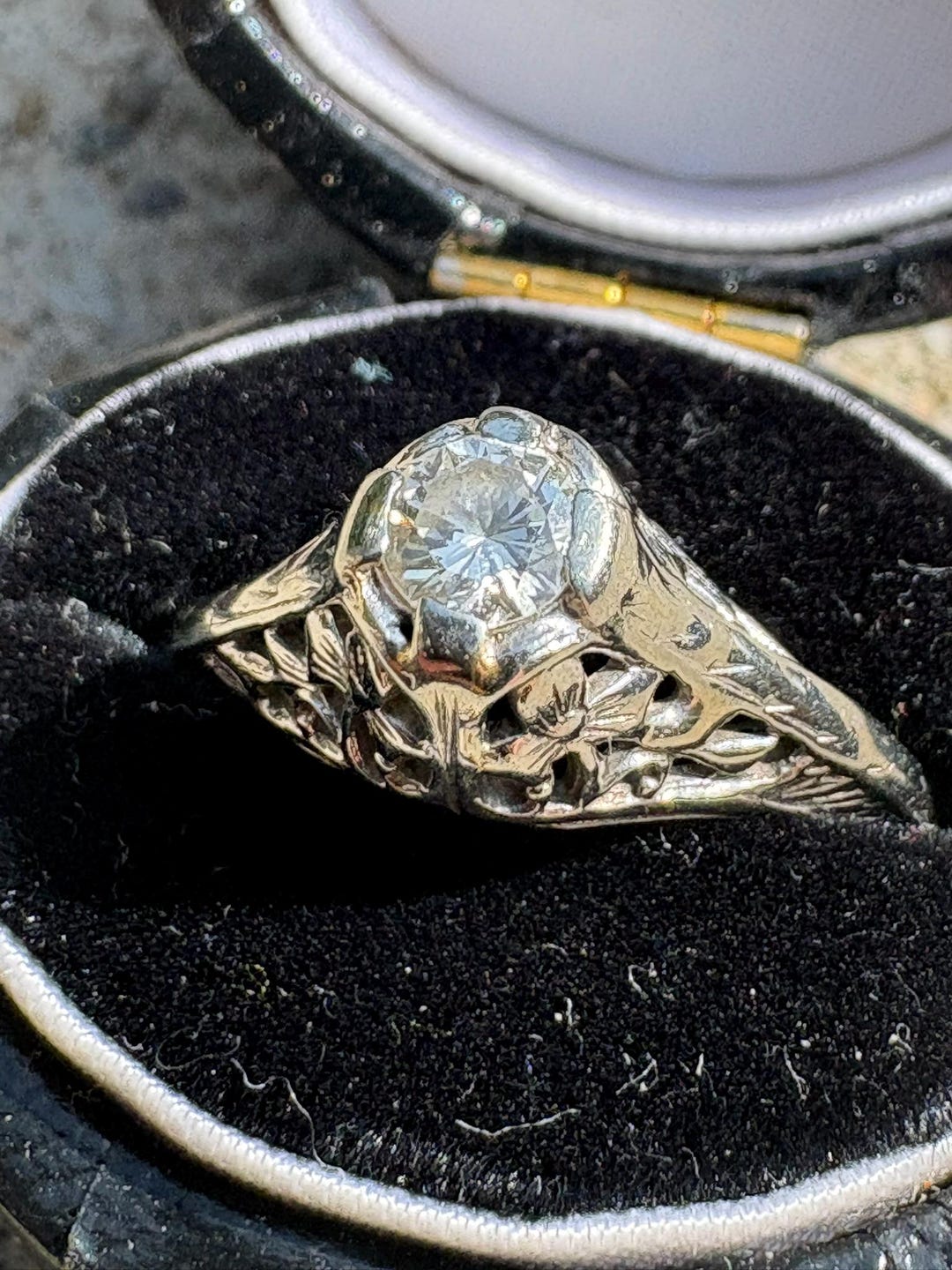 Antique 18K White Gold Filigree .30ct VS/F Diamond Ring ,ART Deco,1930s ...