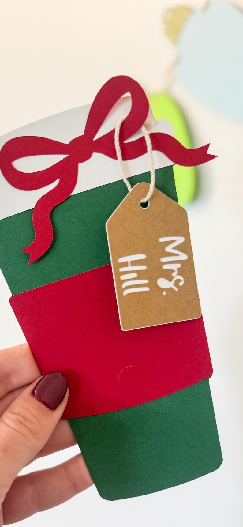 Teacher Christmas Gift Card Holder | Holiday Coffee Cup - Etsy