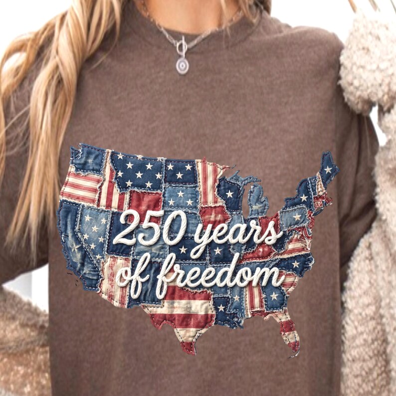 Patchwork America USA Map, 250th Anniversary PNG, Land of the Free ...