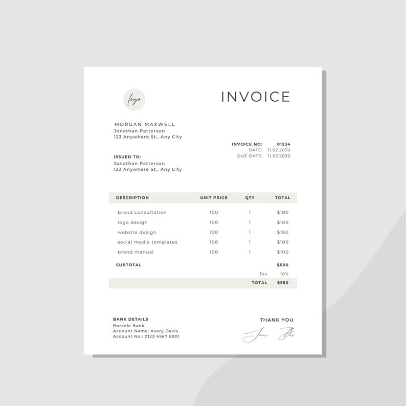 Custom Invoice Template and Receipt Template | Professional Business ...