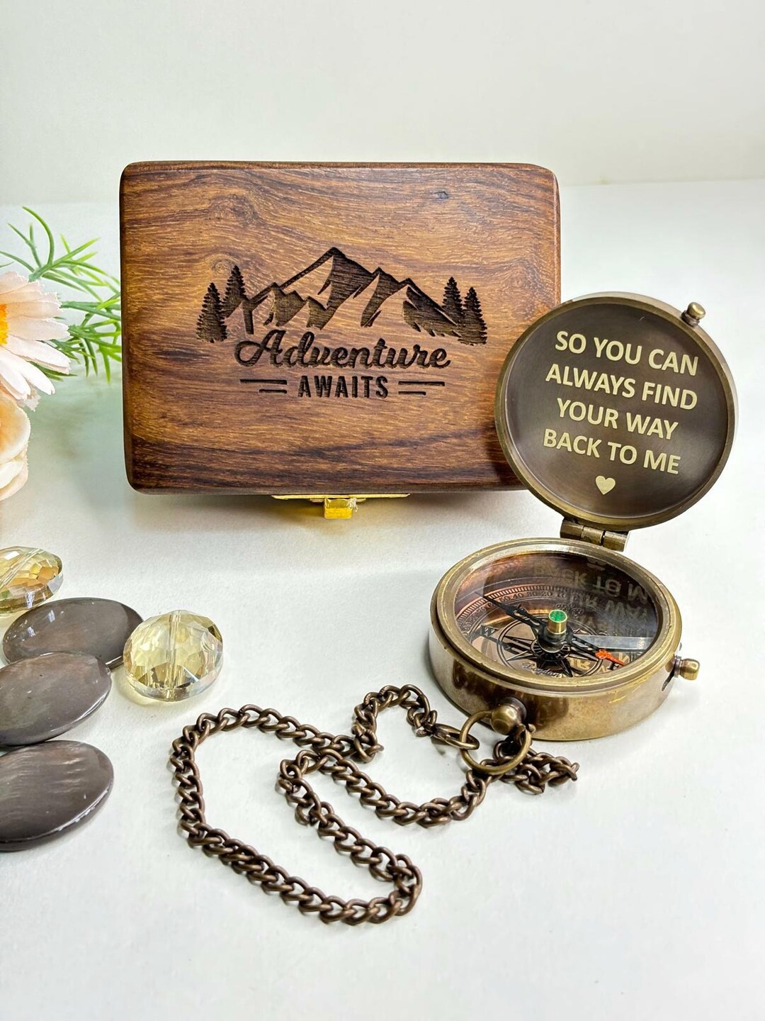 RUSTIC CHARM Antique Pocket Compass With Wooden Box - Etsy