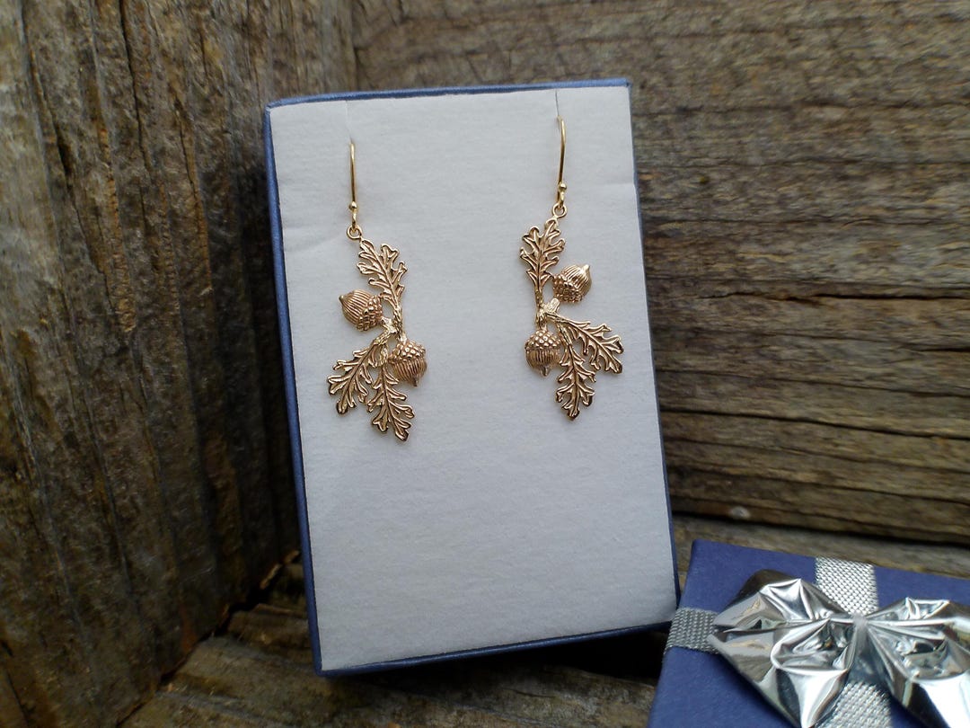 Hand Crafted, Native American Made, Solid 14K Gold Acorns and Oakleaf ...