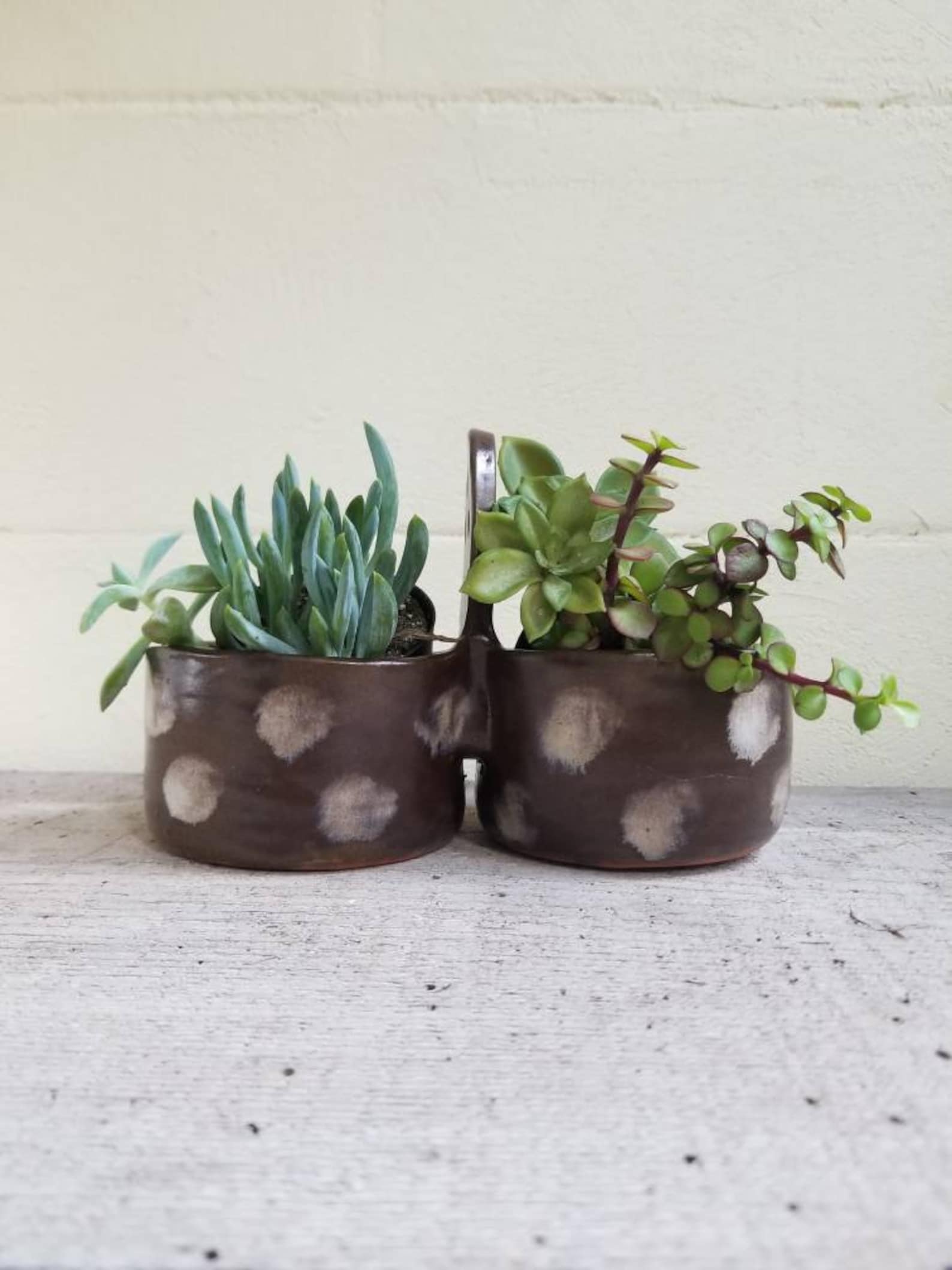 Ceramic Double Planter With Handle | Etsy