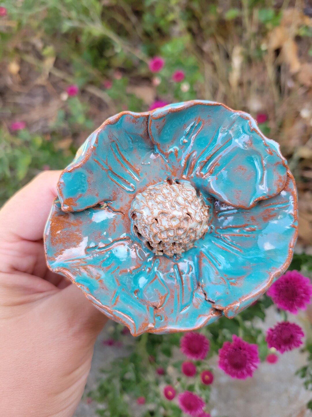 Ceramic Butterfly Puddler for the Garden With Flower - Etsy