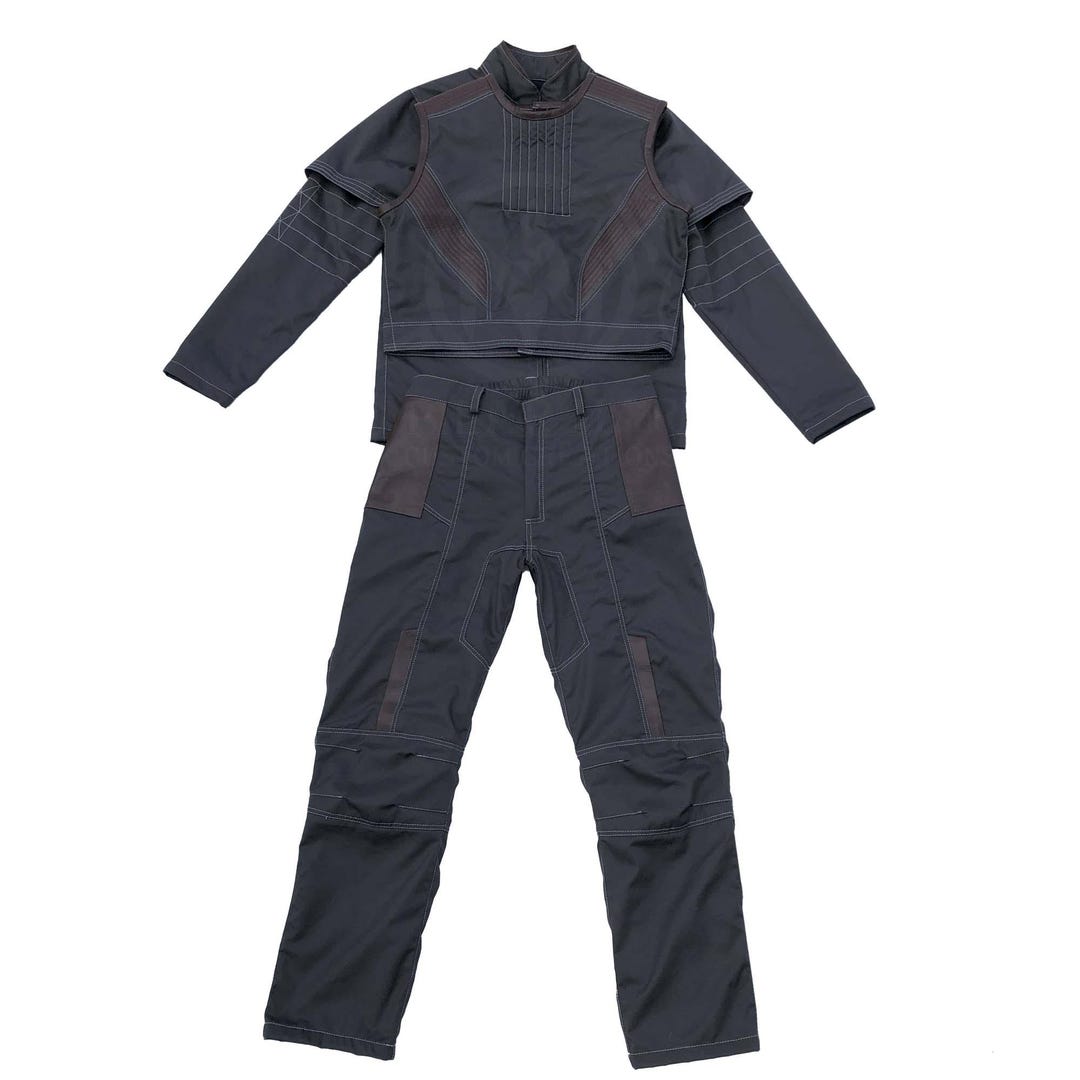 Custom Grey Flight Suit Cosplay: 3-piece Set With Leather Trim - Etsy