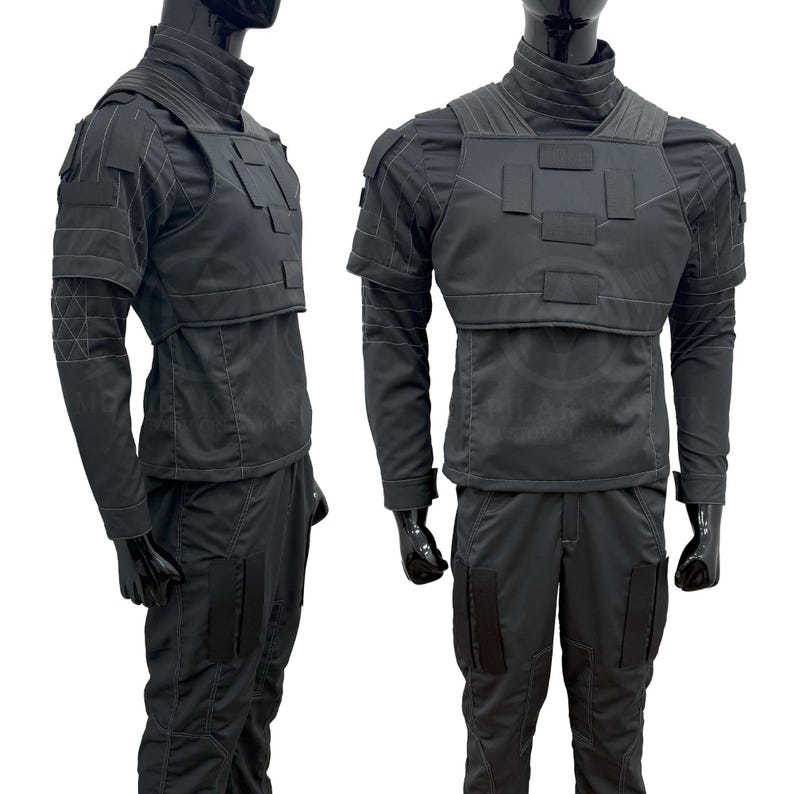 Handmade Mando-inspired Cosplay Set: Dark Gray Flight Suit, Flak Vest ...