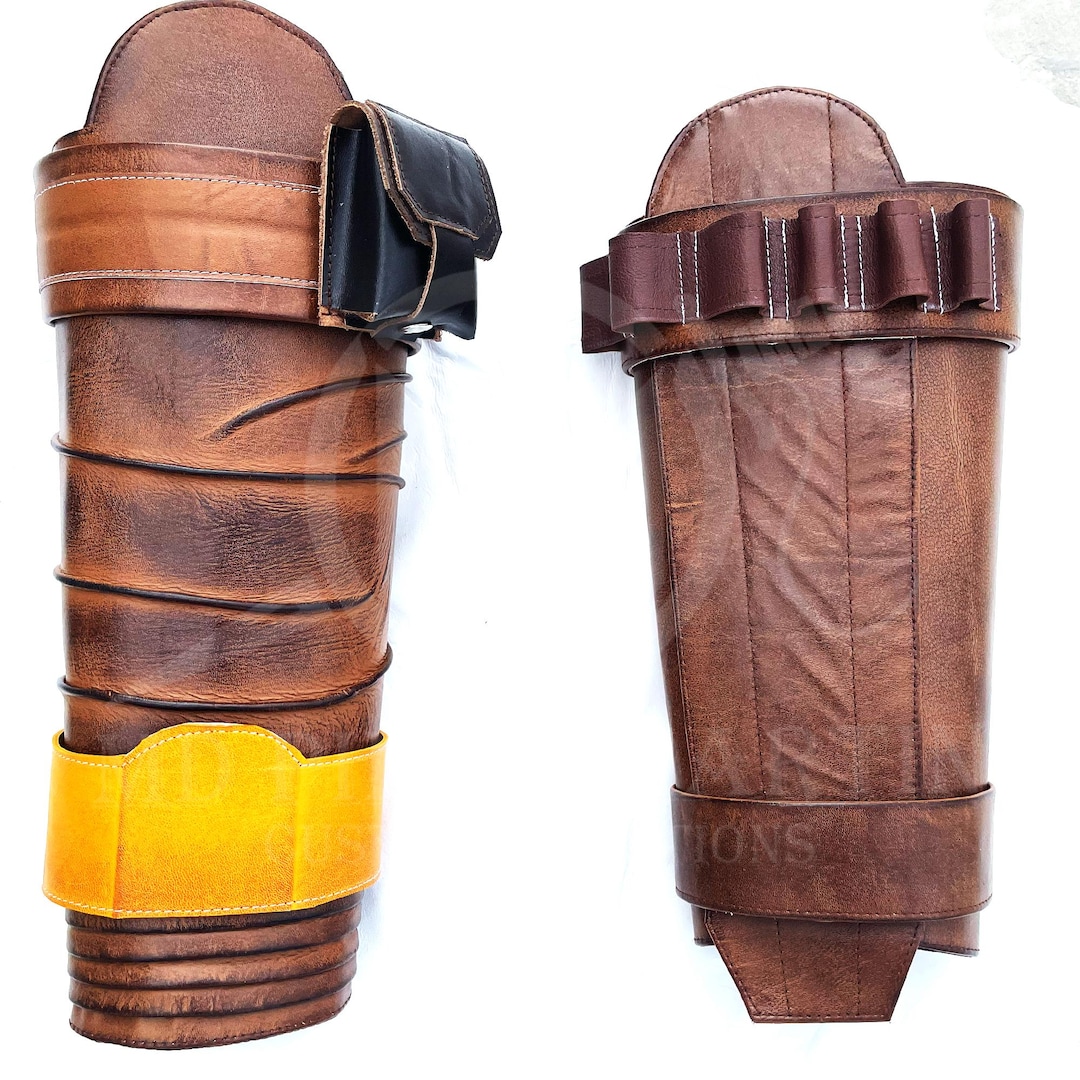 Real Leather Leg Greaves: Handmade Sci-fi Warrior Armor Set - Etsy