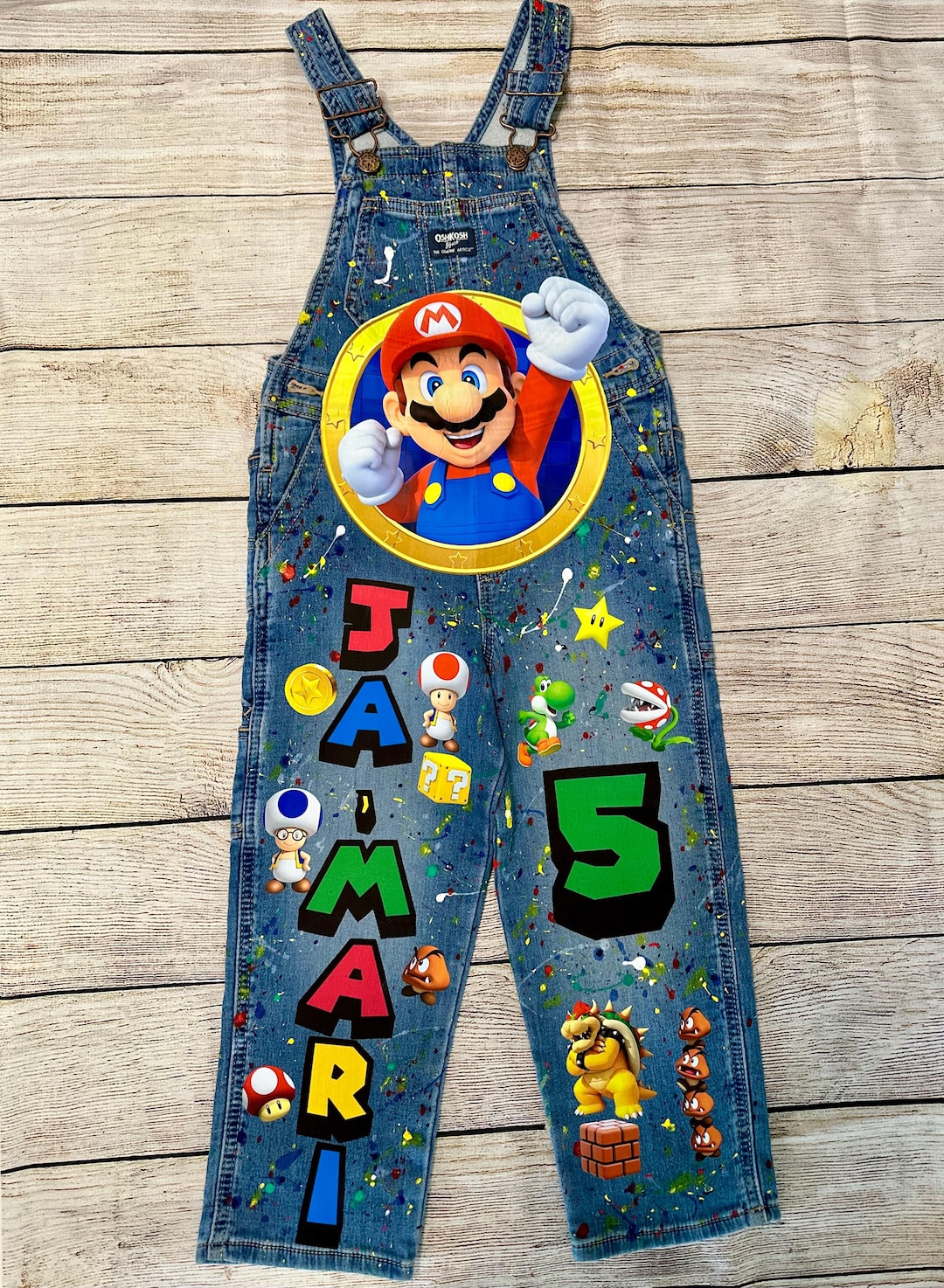 Super Mario Overalls / Jeans / Kids Birthday Outfit / FREE Paint ...
