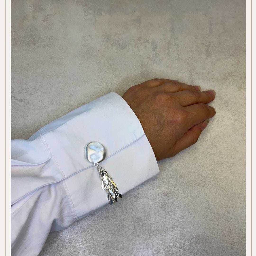 Pearl Stamped 1pcs Button Cover | Cuff Links | Clip on Button Covers ...