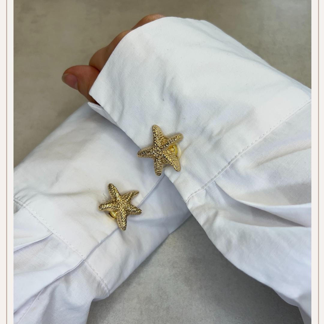 Starfish Medium Gold Button Cover | Cufflinks |clip on Button Covers ...