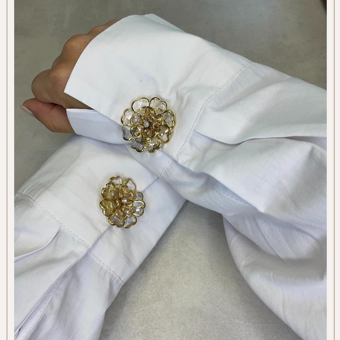 Flower Glass Gold Transparent Button Cover | Cufflinks |clip on Button ...