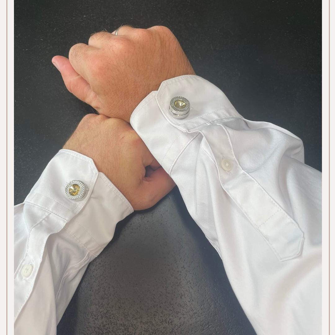 MEN Diamond Circle Gold Button Cover | Cufflinks |clip on Button Covers ...