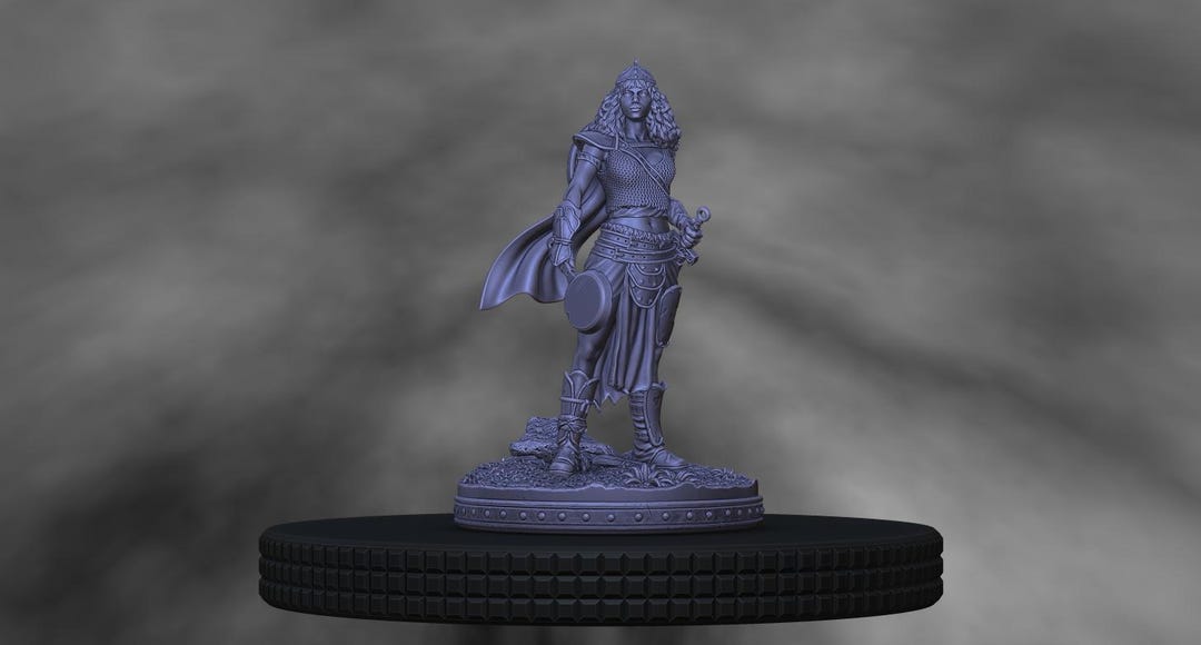 Female Fighter Astrid Miniature - 3D Figurine (dnd-pathfinder-warhammer ...