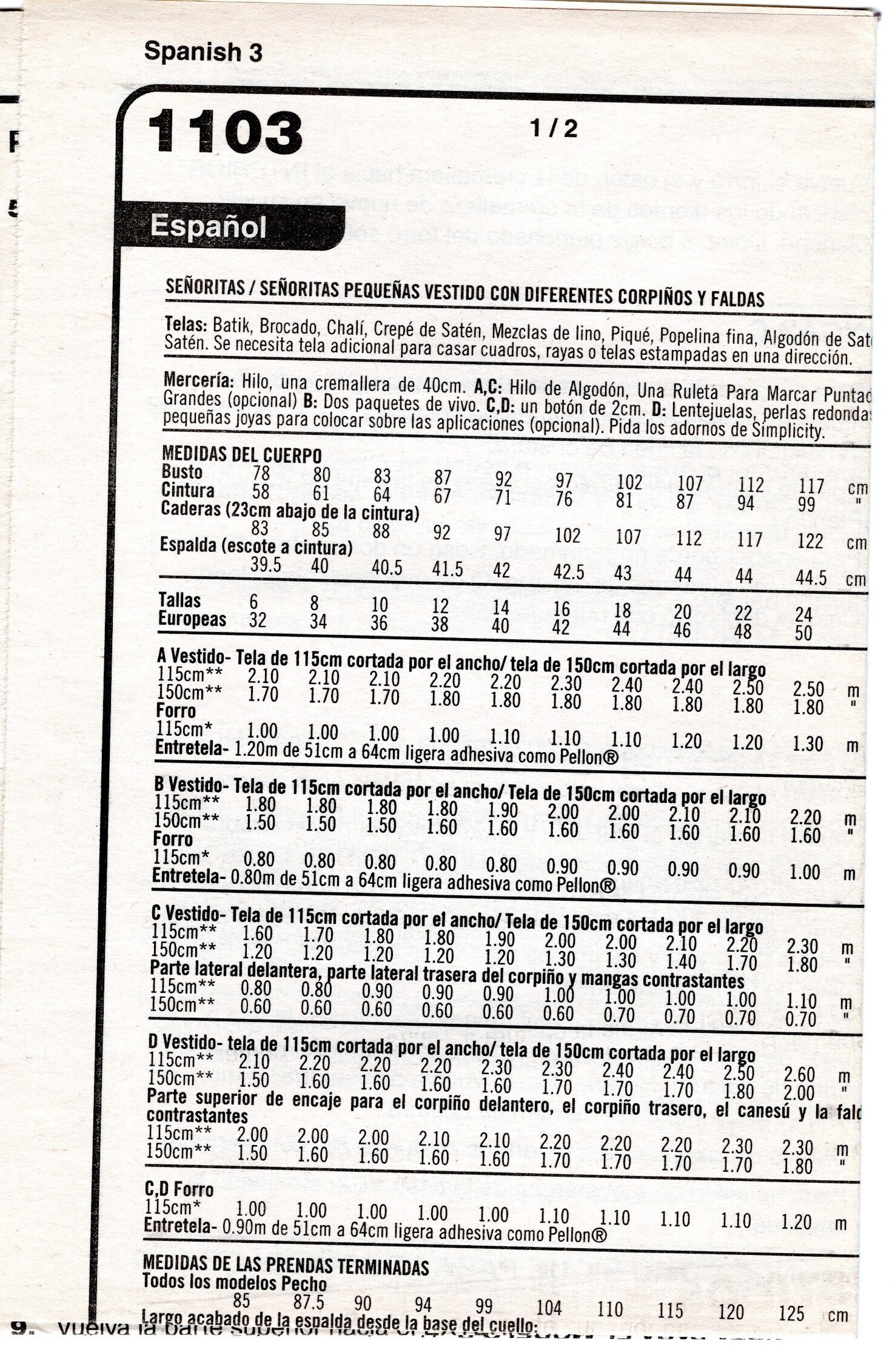 Womens Simplicity Sewing Pattern 1103 Dress With Bodice and - Etsy UK