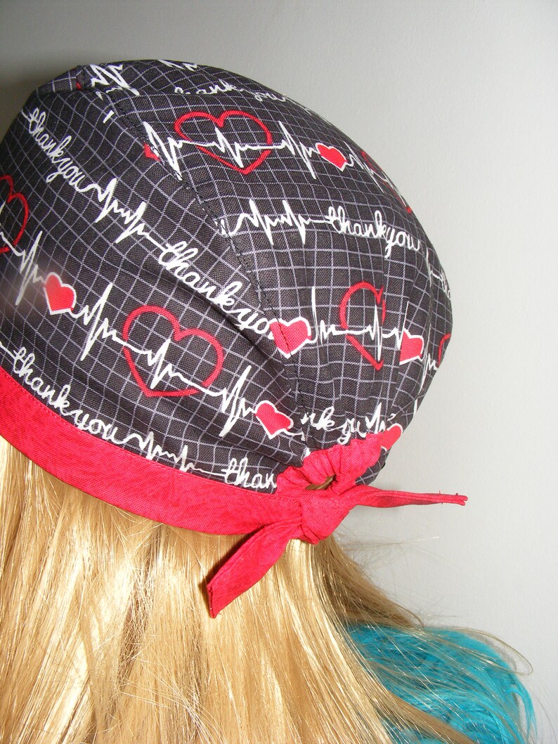 Surgical Caps Doctors Nurse Scrub Hat Cardio Print One Size Handmade ...