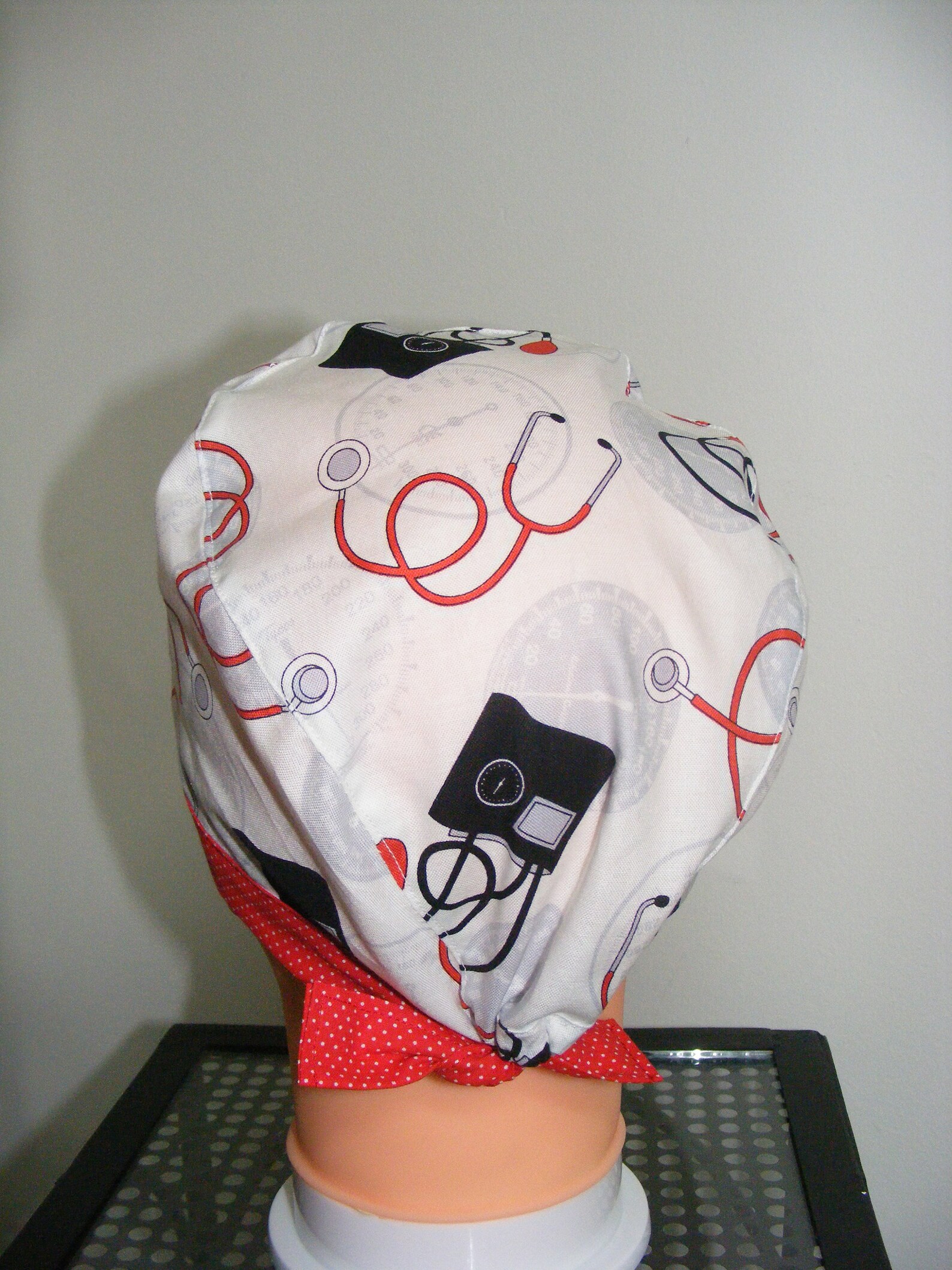 Nurse Cap Surgical Scrub Hat Red White Black Color Tie Back - Etsy