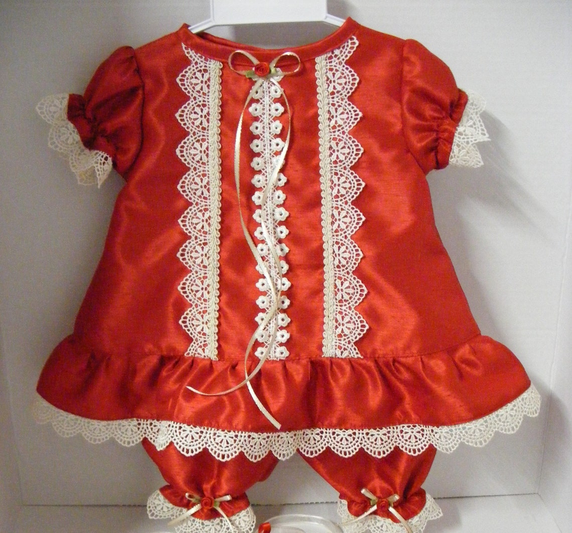Baby Girl Outfit Red and Beige for Newborn Coming Home or First ...